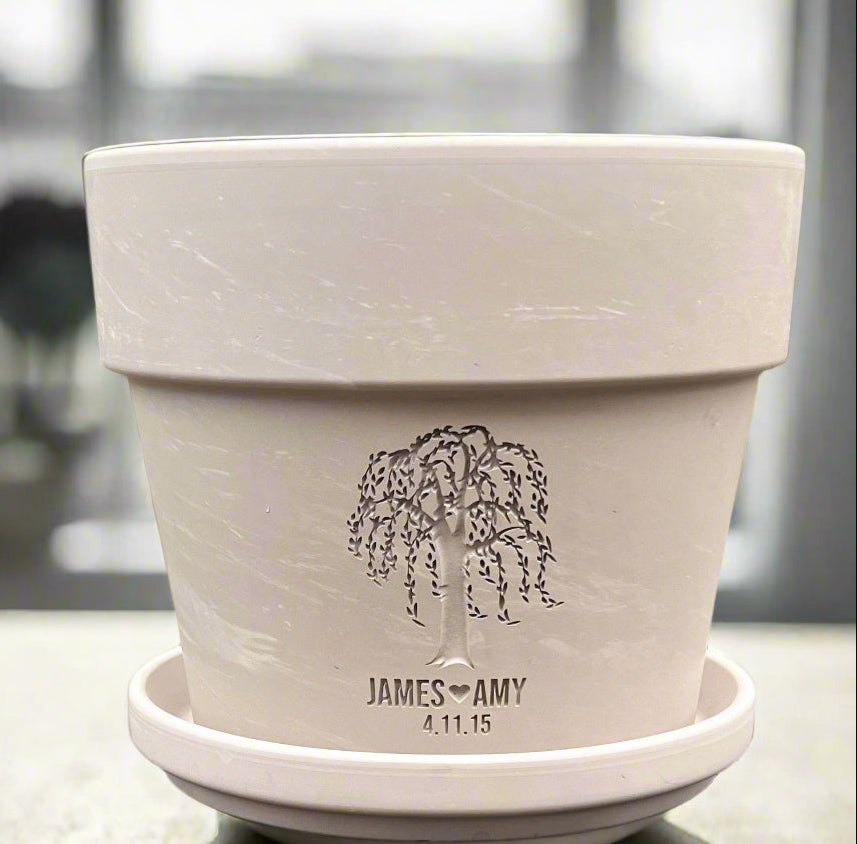 Personalized Willow Tree Flower Pot – Custom Names and Date – Engraved ...